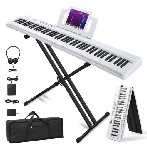 Ktaxon 88 Key Portable Folding Keyboard Piano, Semi-Weighted Digital ...
