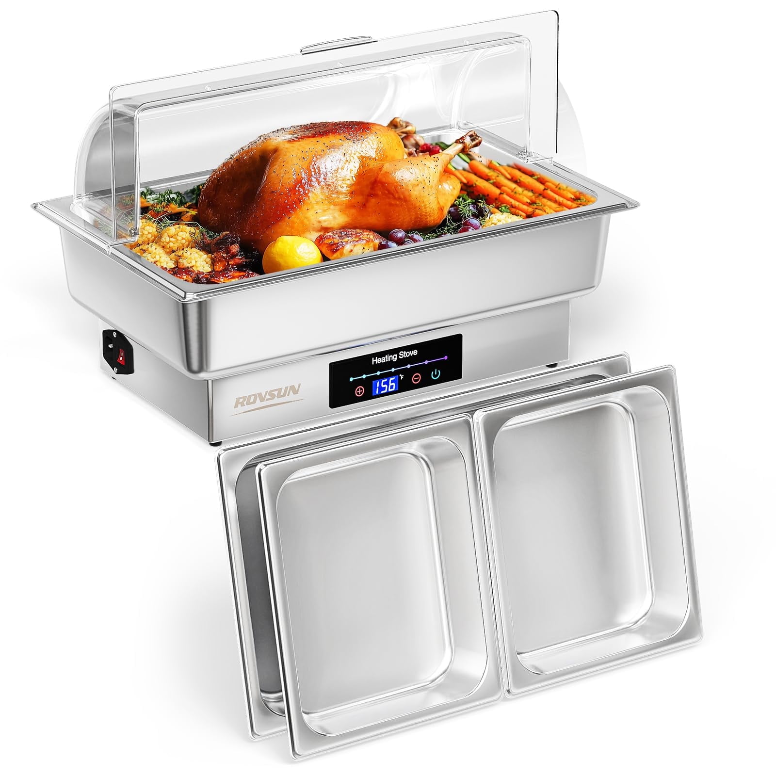 Ktaxon 9 QT Roll Top Electric Chafing Dish with PC Lid/Temp Control ...