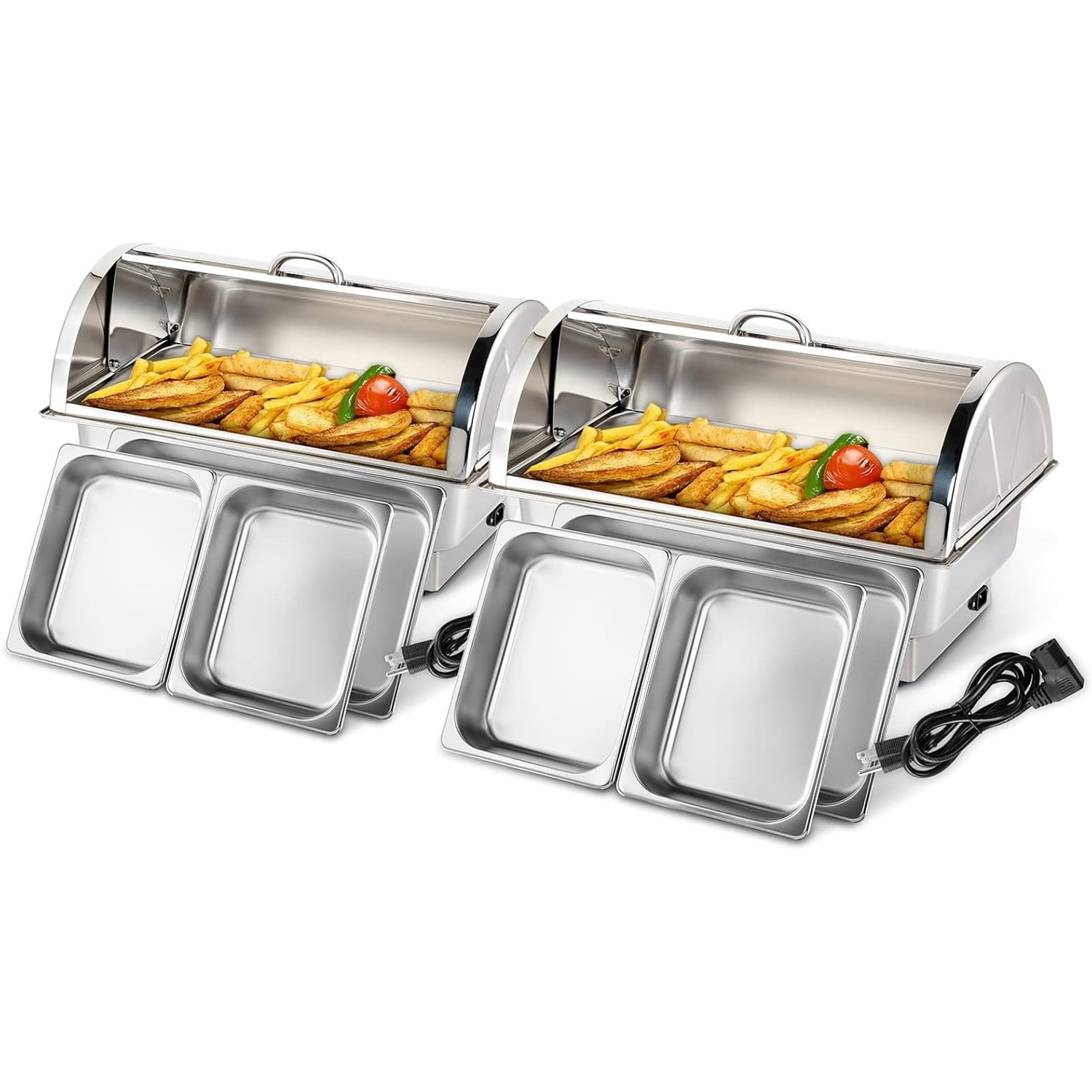 Ktaxon 9QT Electric Chafing Dish Buffet Set 2 Pieces, Stainless Steel ...