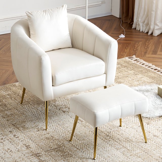 Ktaxon Accent Arm Chair with Ottoman Stool, Velvet Upholstered Club ...