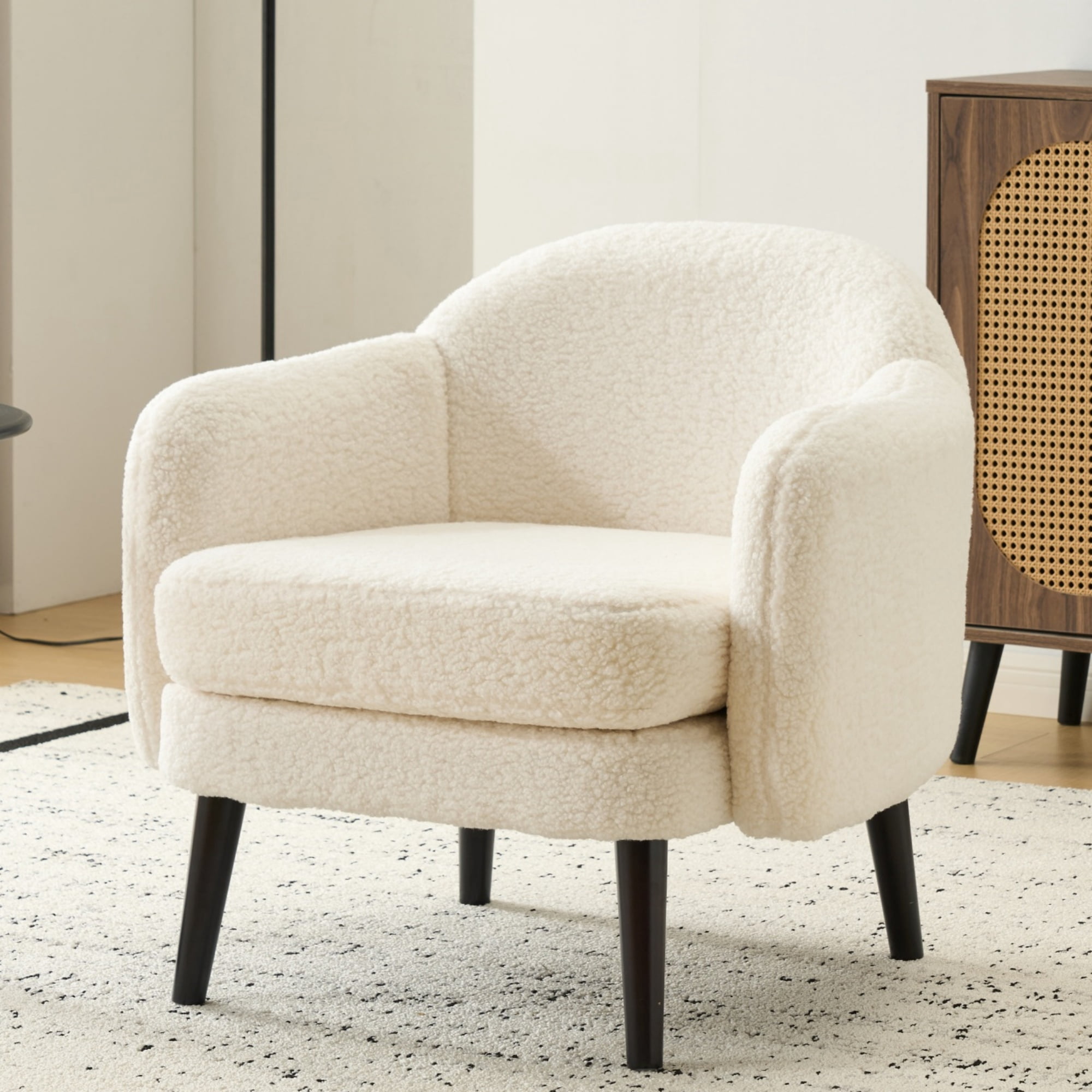 Ktaxon Accent Chair, Teddy Velvet Deep Seat Armchair with Wood Legs ...