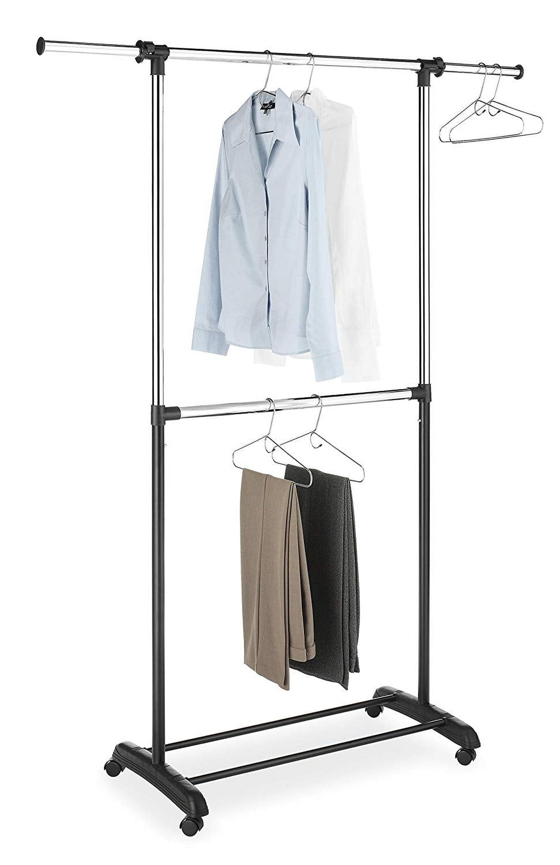 Ktaxon Adjustable Rolling Clothes Rack, Single Rail, Stainless Steel ...