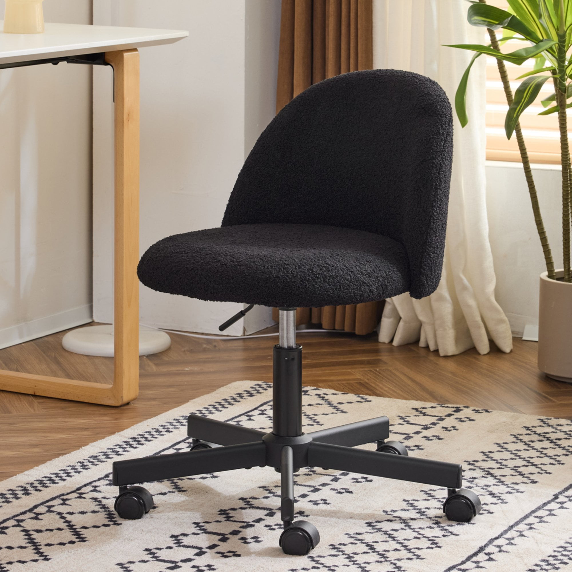 Ktaxon Armless Home Office Desk Chair Cute Mid Back Vanity Stool Teddy ...