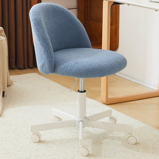 Ktaxon Armless Home Office Desk Chair Cute Mid Back Vanity Stool Teddy ...