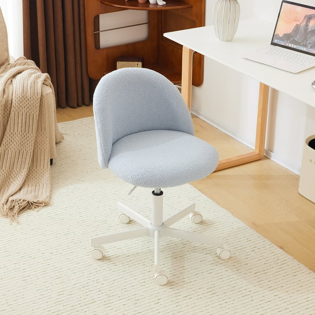 Ktaxon Armless Home Office Desk Chair Cute Mid Back Vanity Stool Teddy ...