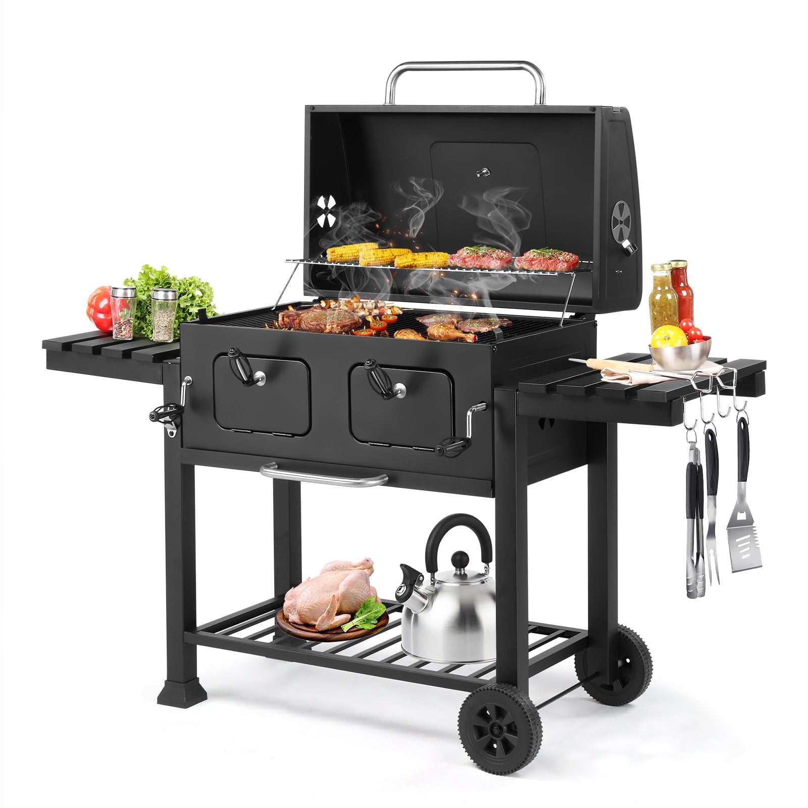Ktaxon BBQ Grill Outdoor Charcoal Grill Smoker Large-sized Barbecue ...