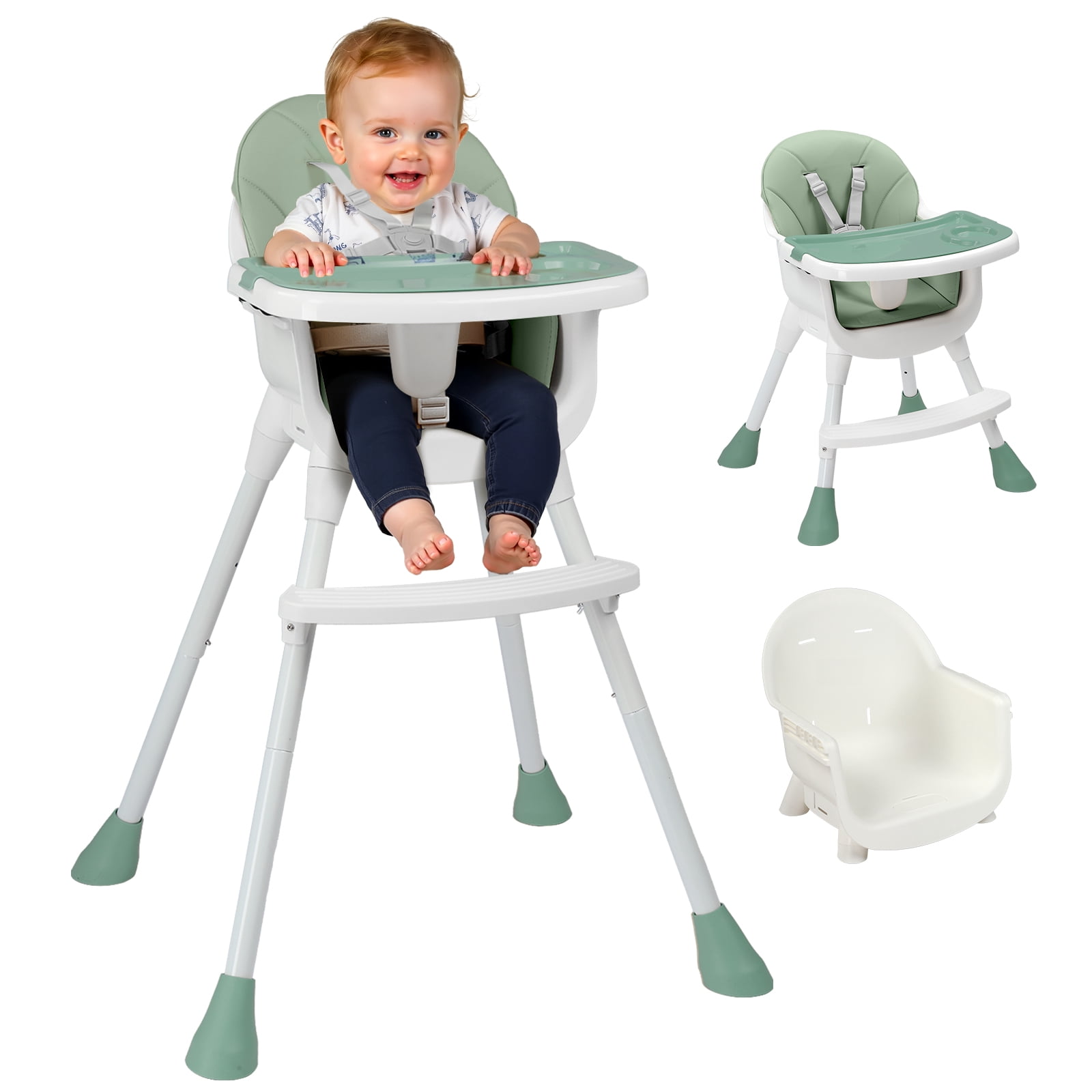 Ktaxon Baby High Chair, 3-in-1 Convertible with Adjustable Tray, Safety ...