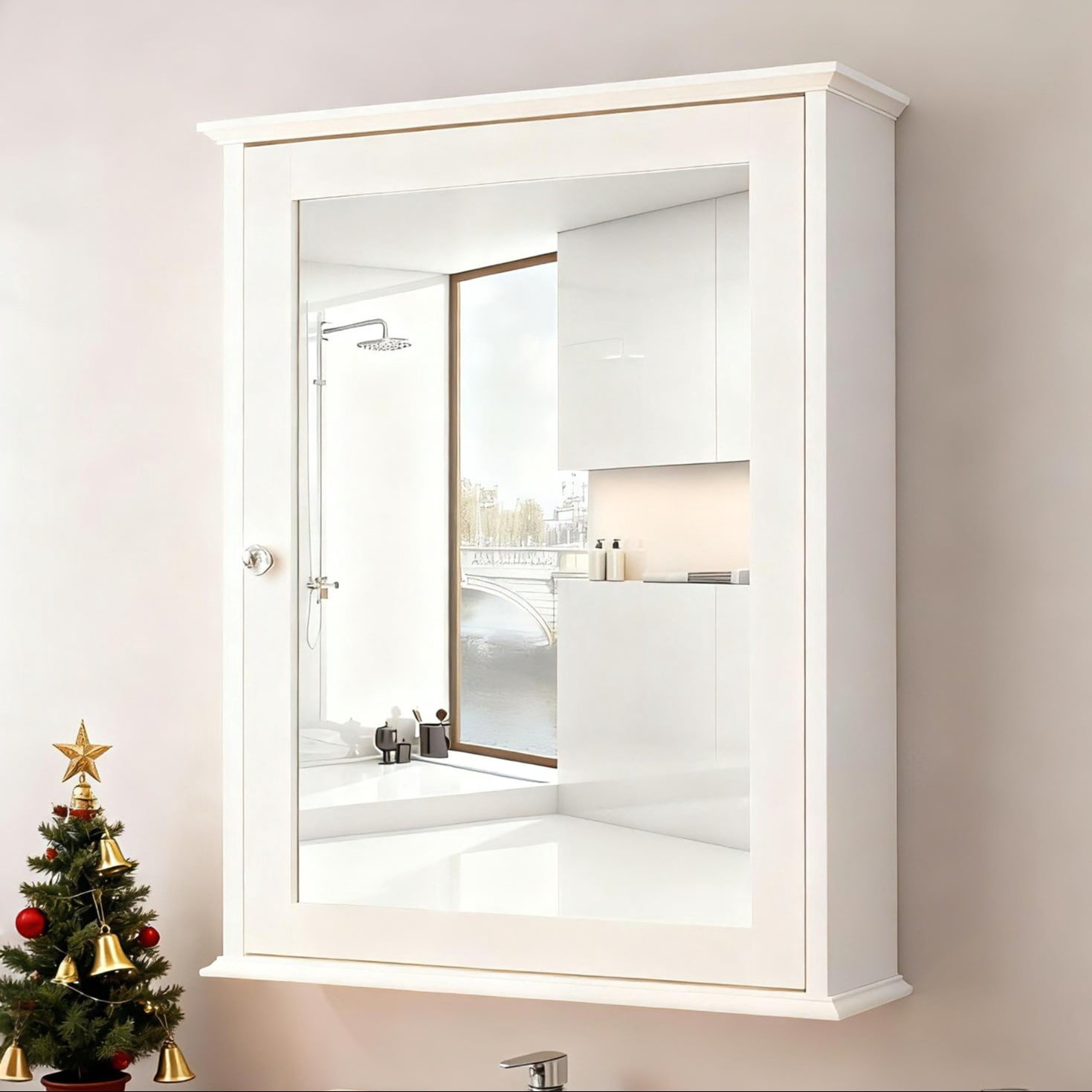 Free Shipping! Ktaxon Bathroom Wall Mounted Mirrored Cabinet White with ...