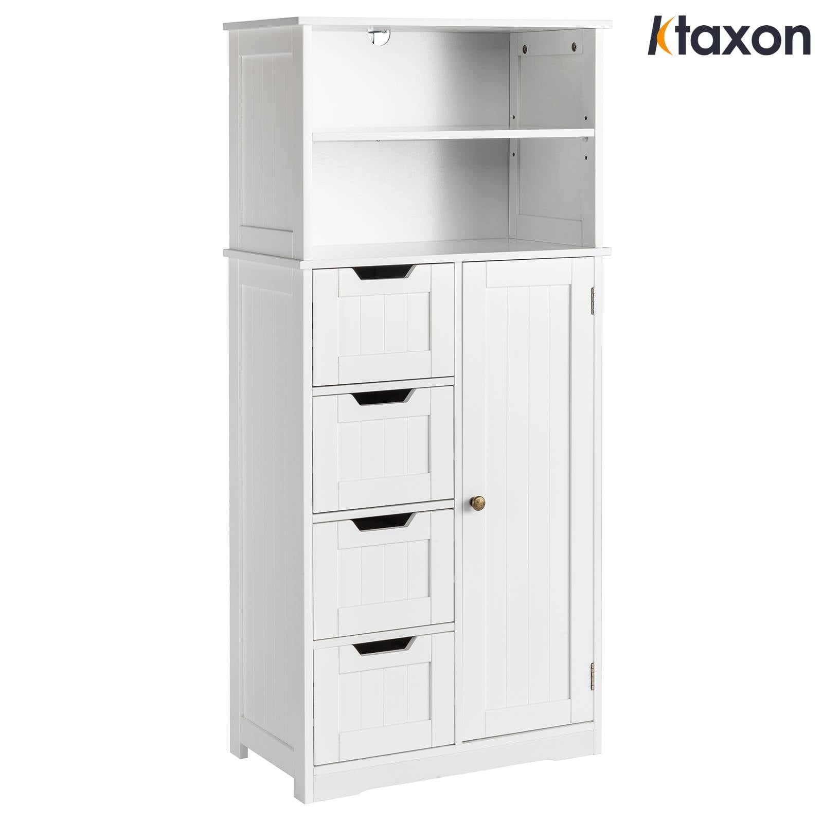 "Ktaxon Bathroom Floor Cabinet, White, 4 Drawers, 1 Cupboard, 2 ...