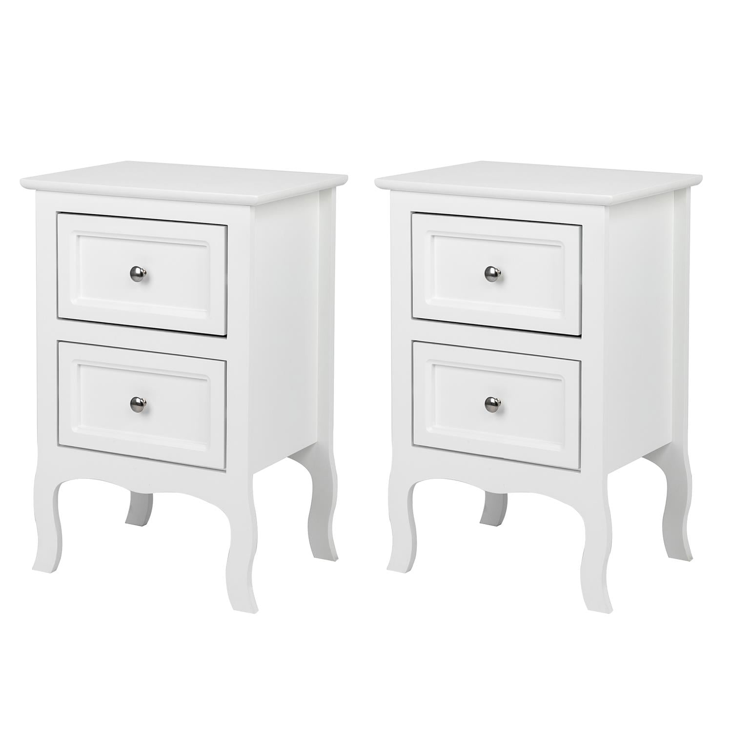 Ktaxon Set of 2 Rustic Nightstands - Bedside Tables with 2 Storage ...