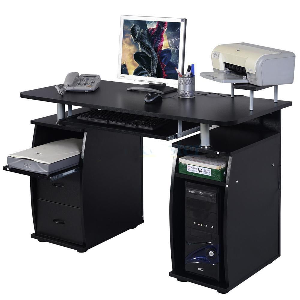 Ktaxon Black Home Office Computer PC Desk with Space Drawers Station ...