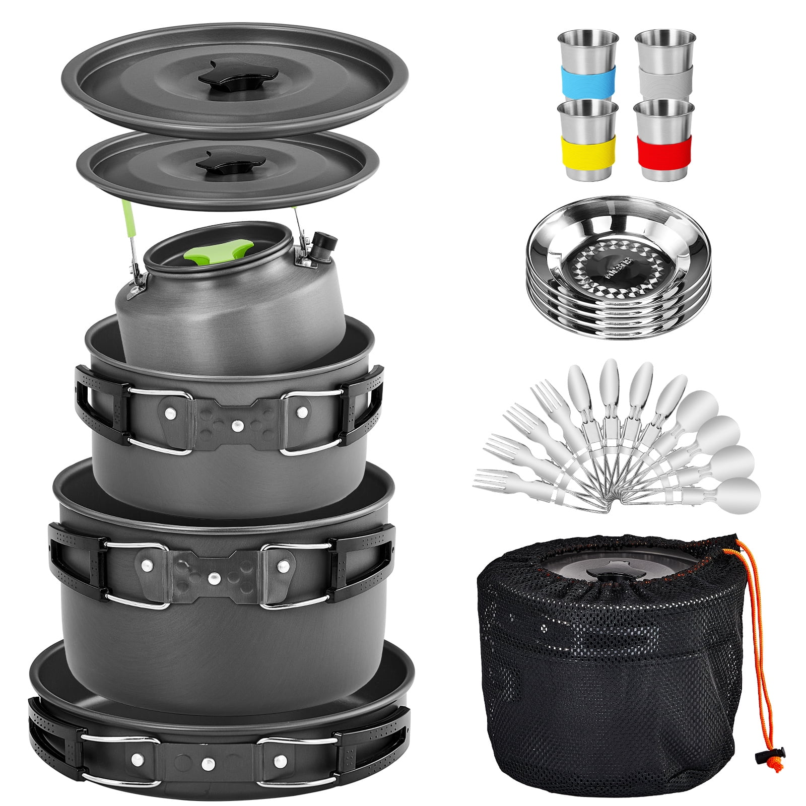 Ktaxon Camping Cookware Set Outdoor Cooking Kit for 2-4 People Cookware ...