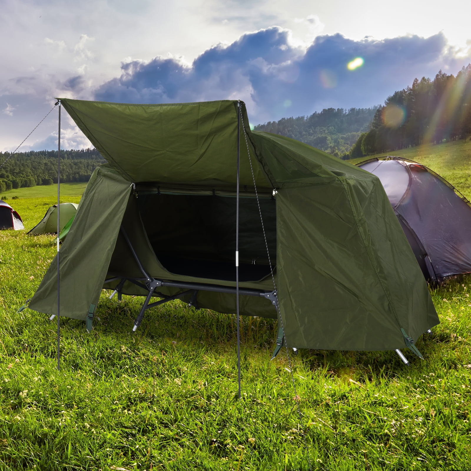 Ktaxon Camping Tent Cot Combo Single Person Off-Ground Tent Green ...