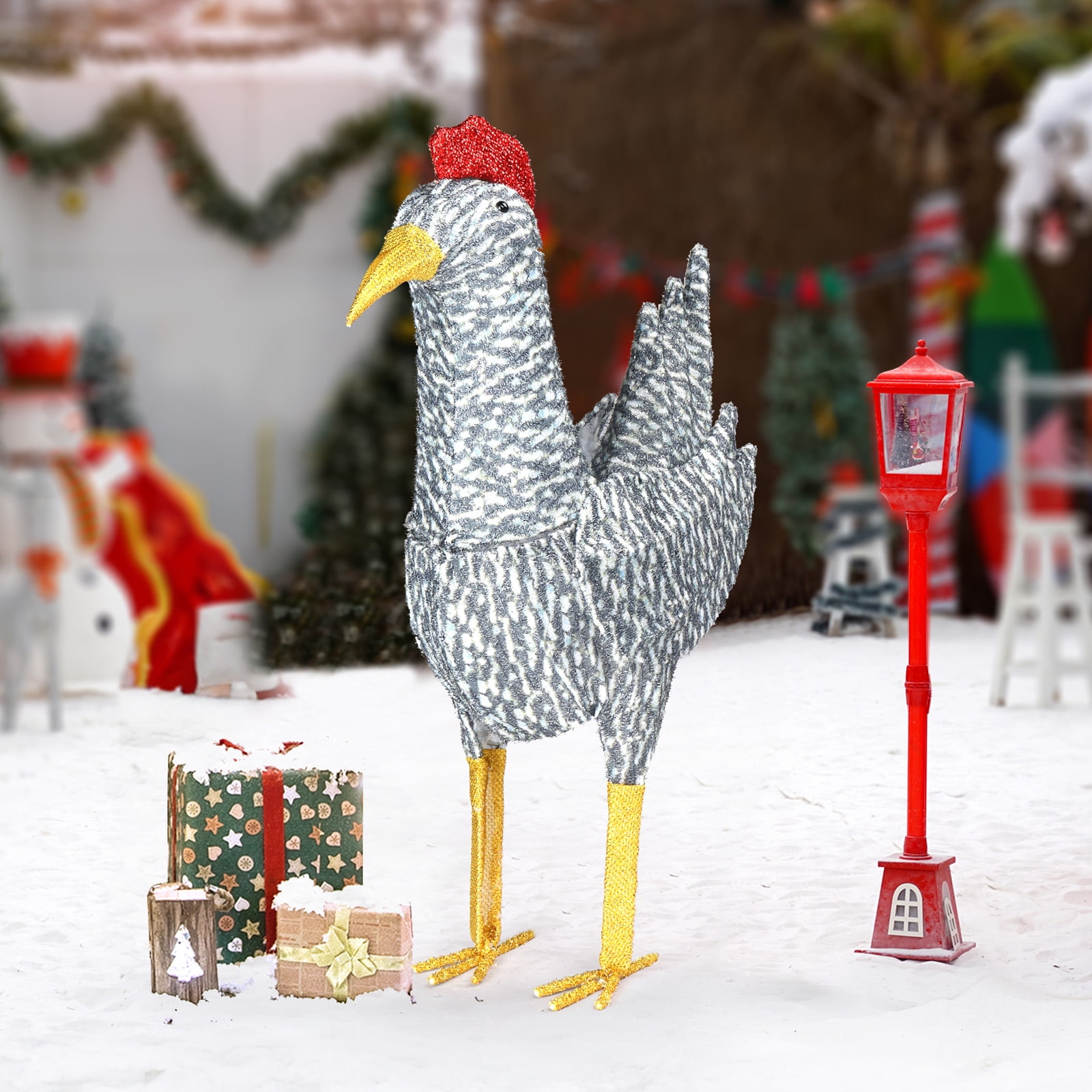 Ktaxon Chicken Christmas Lighted Outdoor Decoration for Holiday Lawn ...