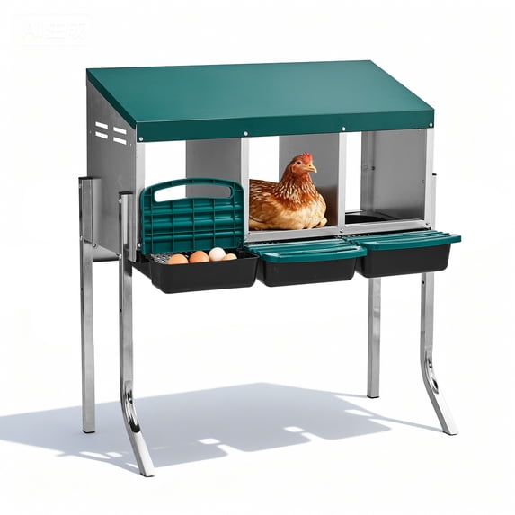 Ktaxon Chicken Nesting Box, 3-Compartment Wall Mount Box with Perch ...