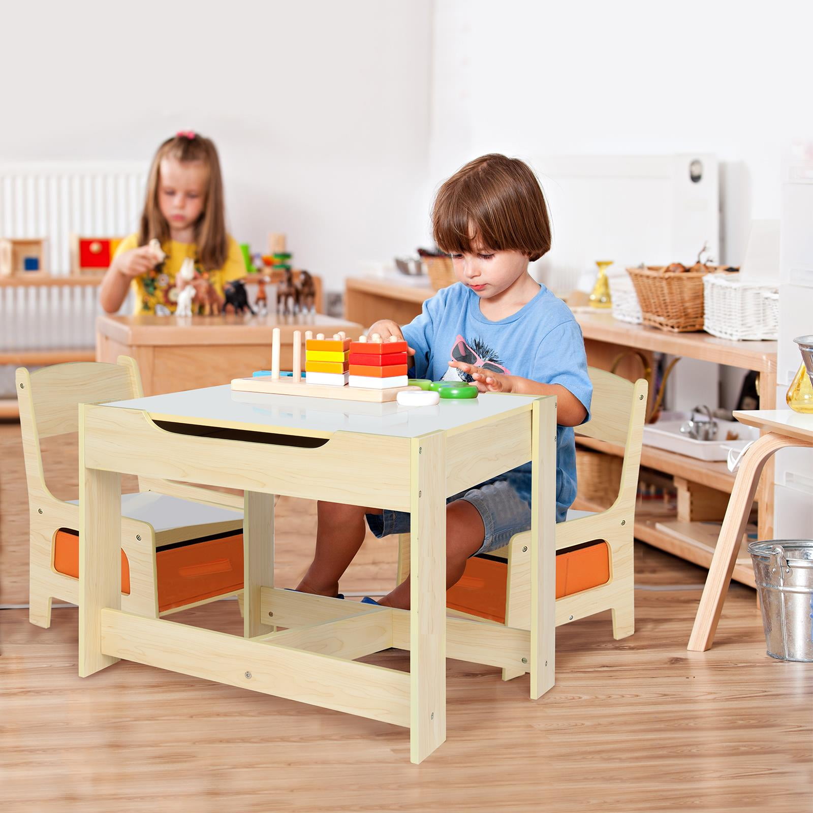 Ktaxon Children's Table Set, 1 Table and Two Chairs with Storage Bags ...