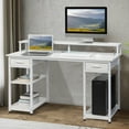 Ktaxon Chipboard Computer Desk with 2 Drawers&3 shelves, 2 Power ...