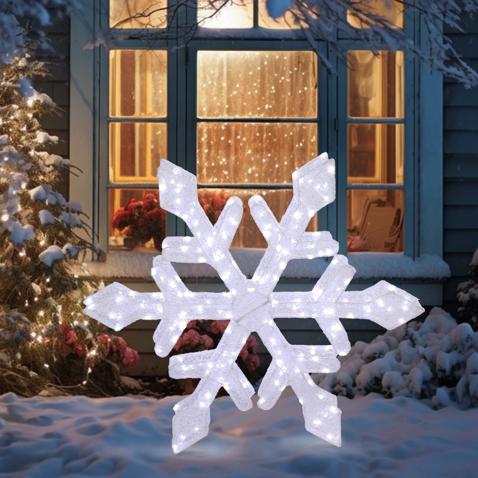 Ktaxon Christmas Snowflakes Lighted Outdoor Decoration Foldable Snow ...