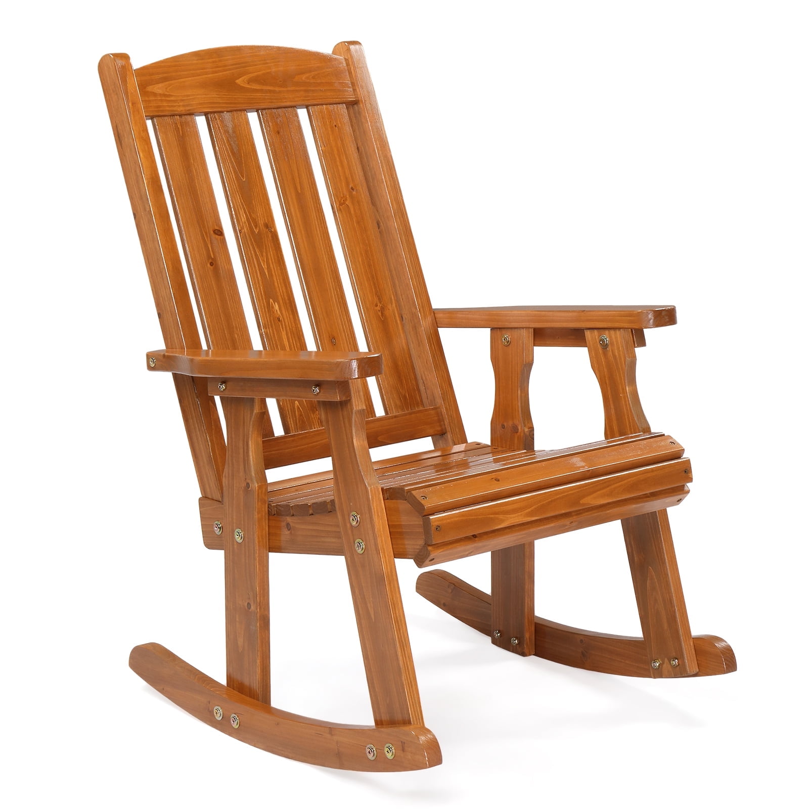 Ktaxon Classic Outdoor Rocking Chair, Ergonomic Single High Back Wooden ...