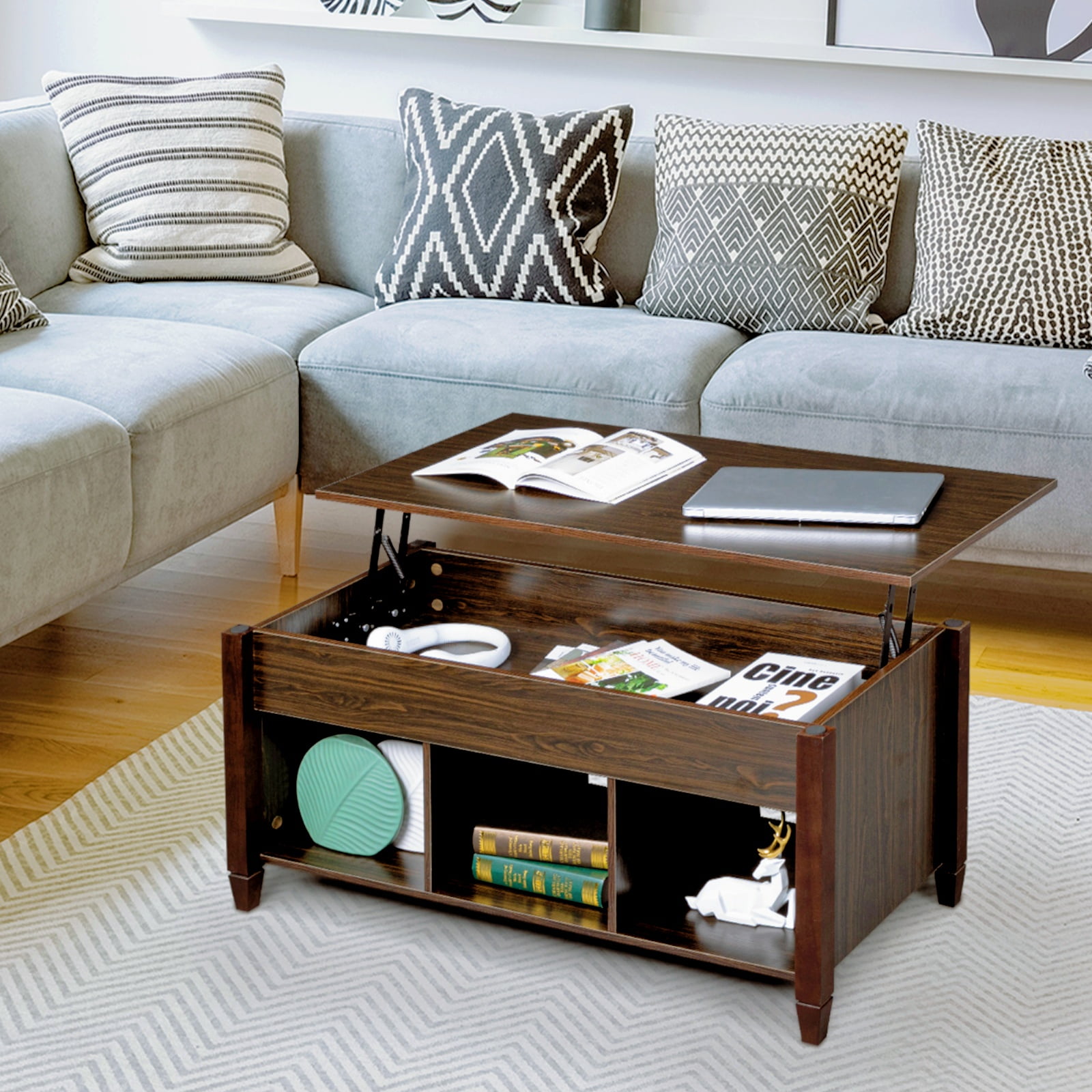 Ktaxon Coffee Table, Lift Top Coffee Table w/Hidden Storage Compartment ...