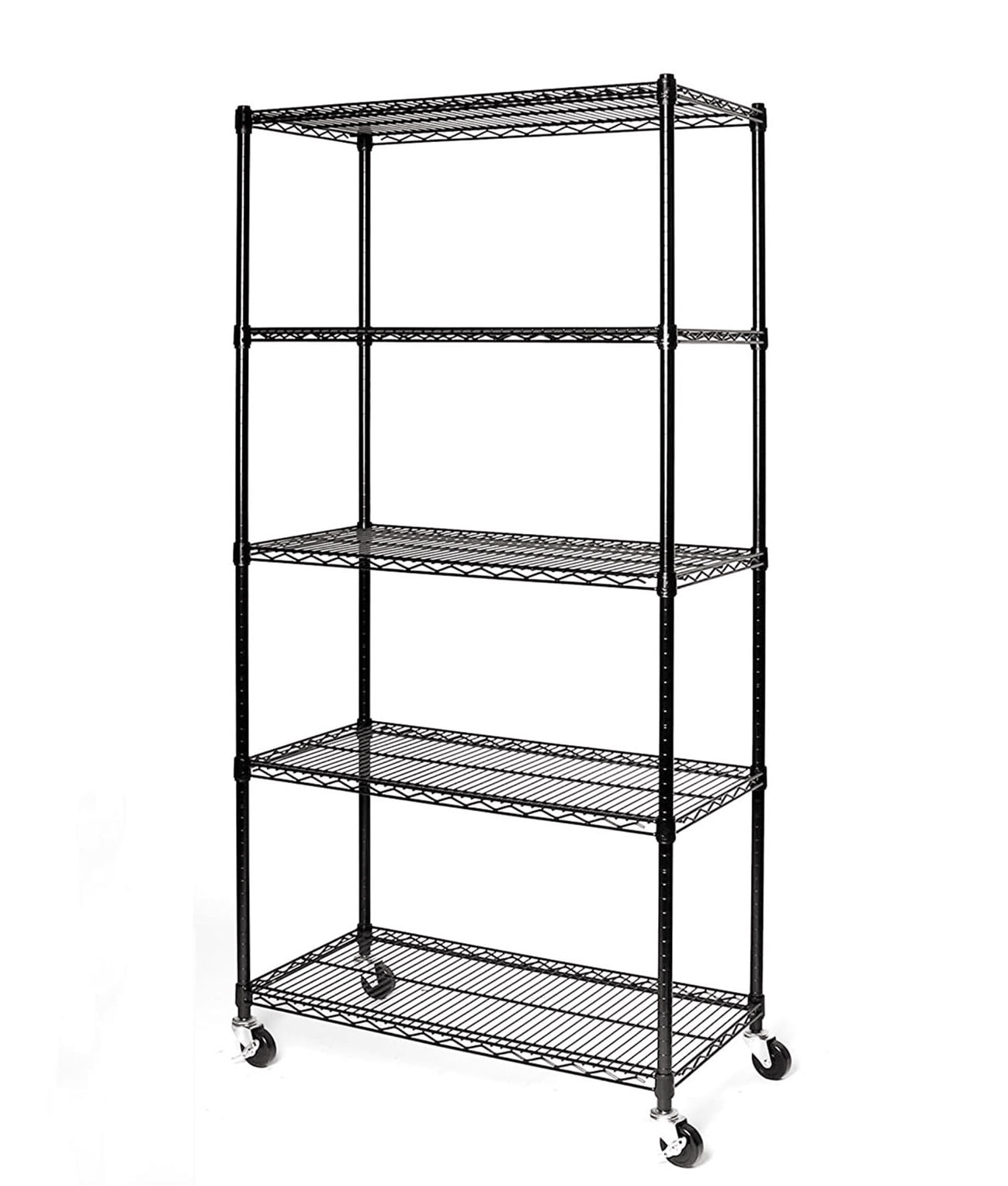 Ktaxon Heavy Duty 5-Tier Adjustable Steel Wire Storage Rack with Wheels ...