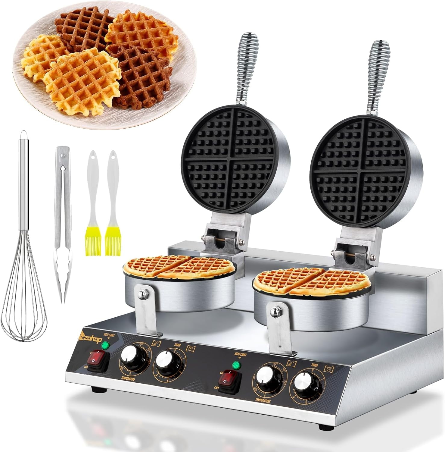 Ktaxon Commercial Waffle Maker, Professional Intelligent Round Waffle ...