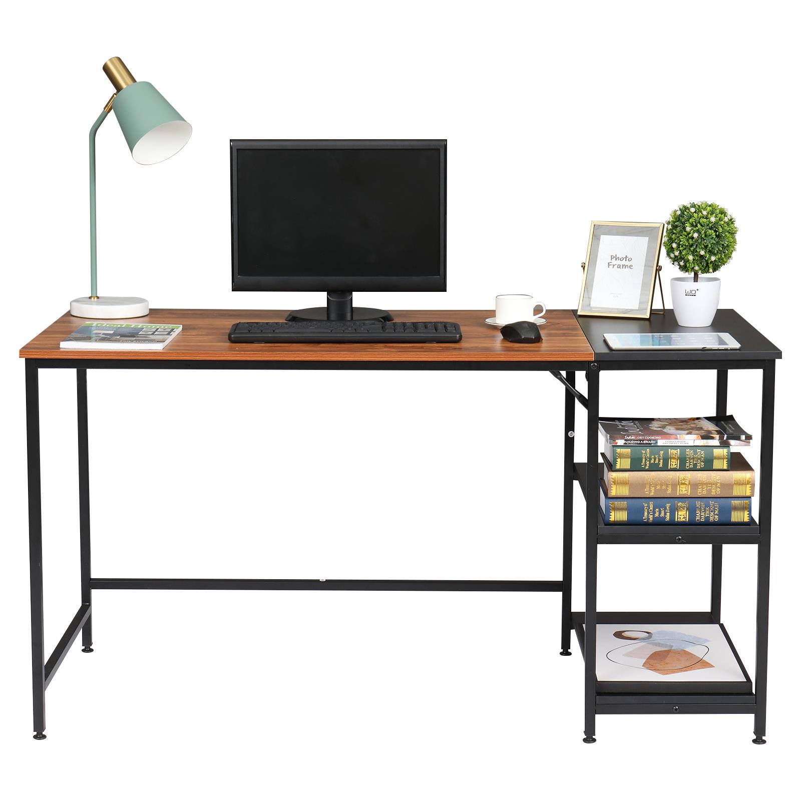 Ktaxon Computer Desk with Side Shelves for Storage,Study Table,Home ...