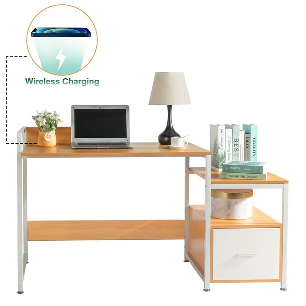 Ktaxon Computer Desk with Wireless Charging Station,Home Office ...