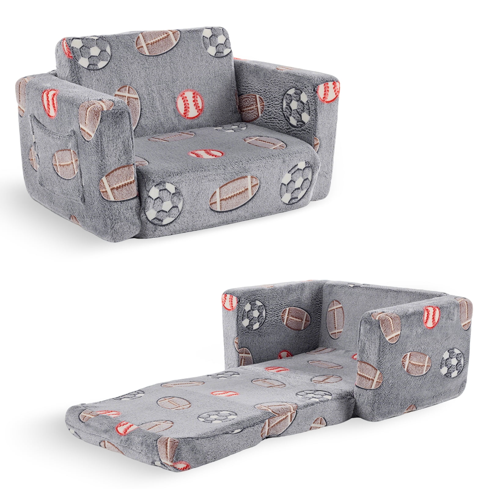 Ktaxon Convertible Sofa for Little Ones, 2-in-1 Toddler Couch with Side ...