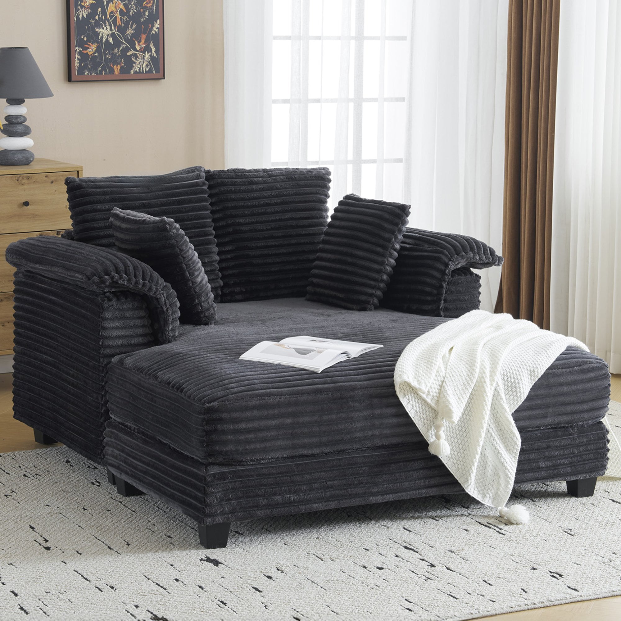 Ktaxon Corduroy Sofa Bed, Upholstered Comfy Sleeper with Pillow Arms ...