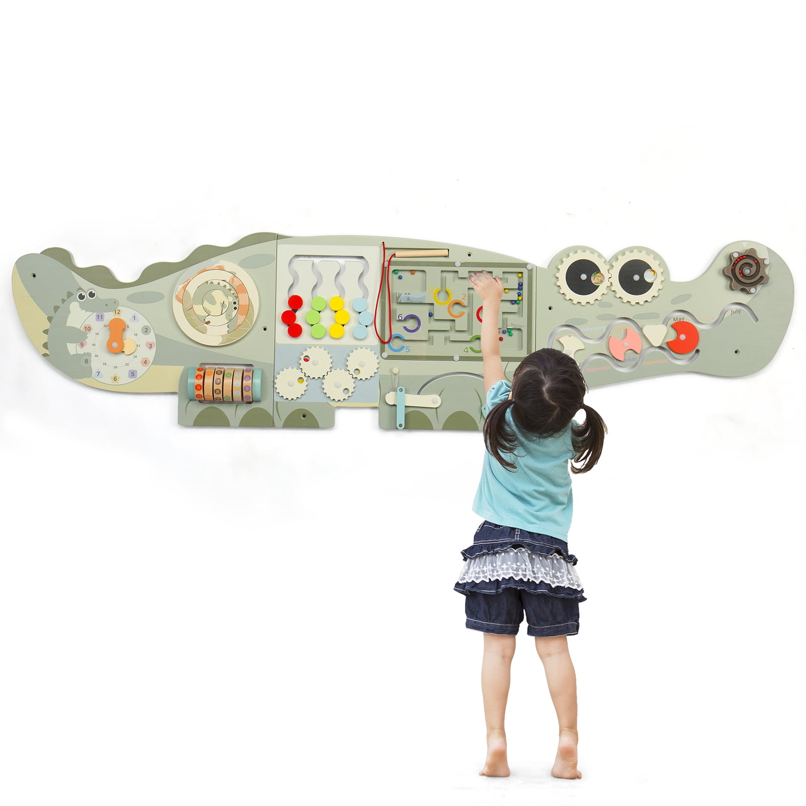 Ktaxon Crocodile Activity Wall Busy Board Panels, 10-in-1 Montessori ...
