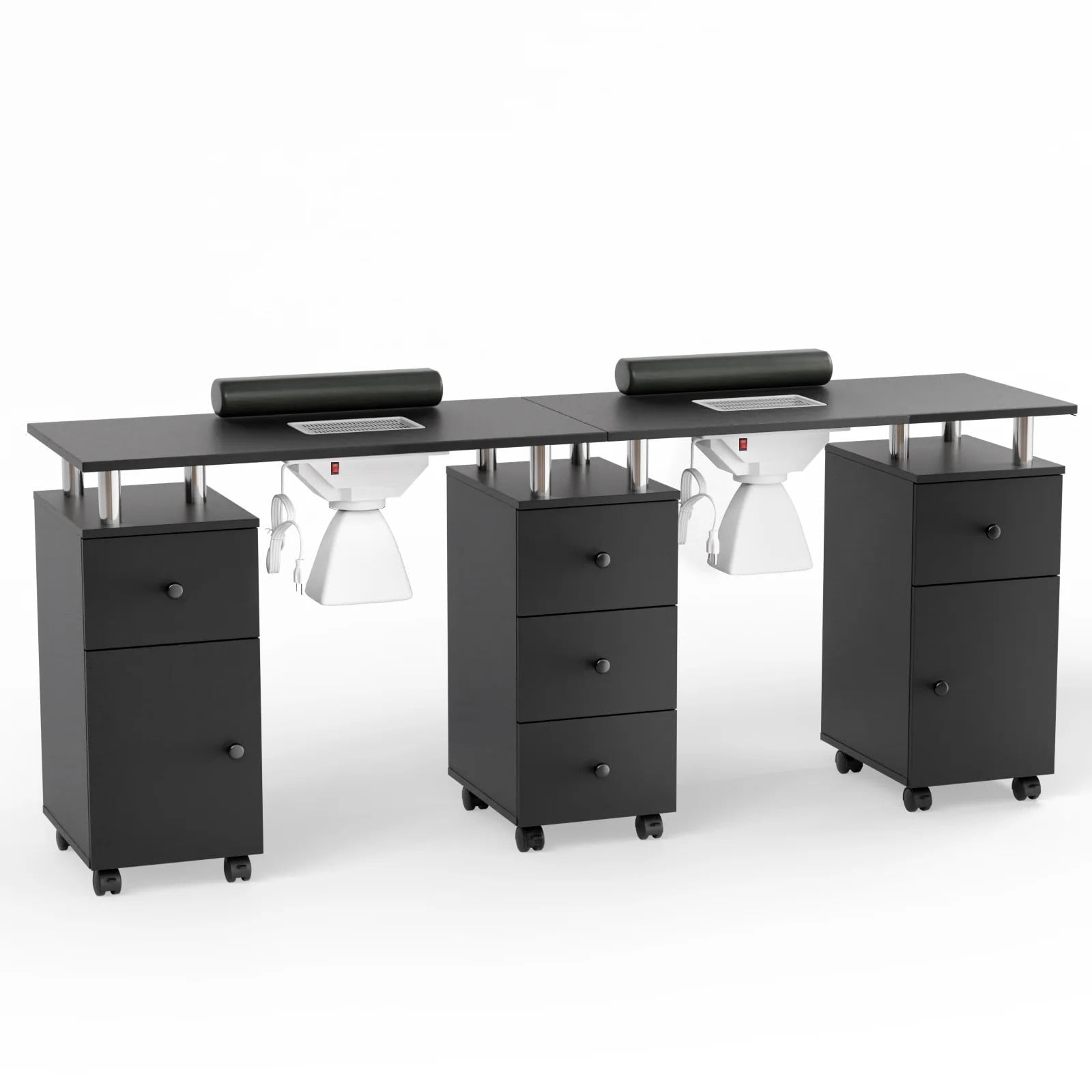 Ktaxon Double Nail Desk with Electric Dust Collectors, 5 Drawers, 2 ...