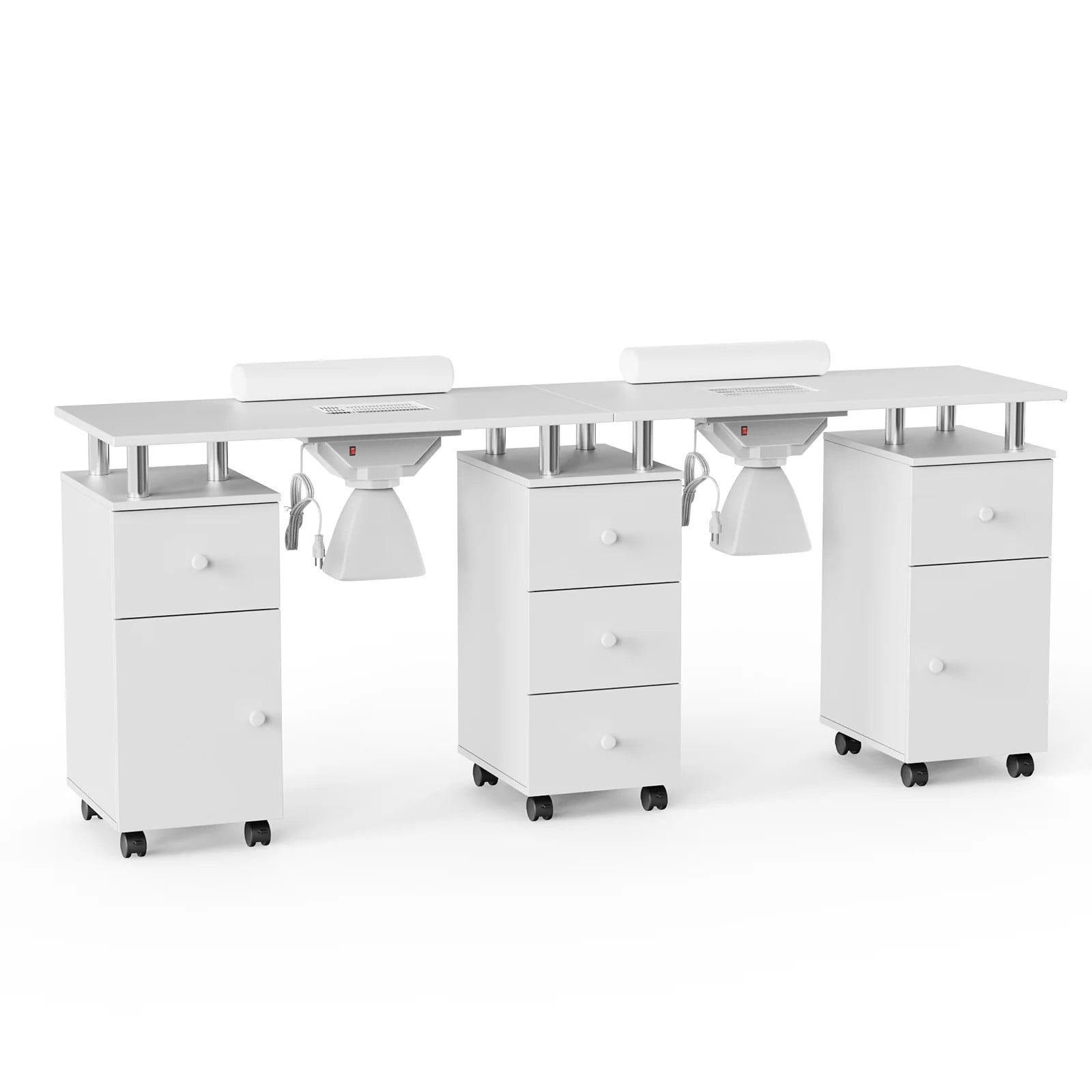 Ktaxon Double Nail Desk with Electric Dust Collectors, 5 Drawers, 2 ...