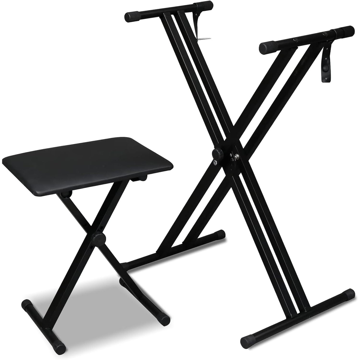 Ktaxon Double X Keyboard Stand and Bench Set, Adjustable Height Digital ...