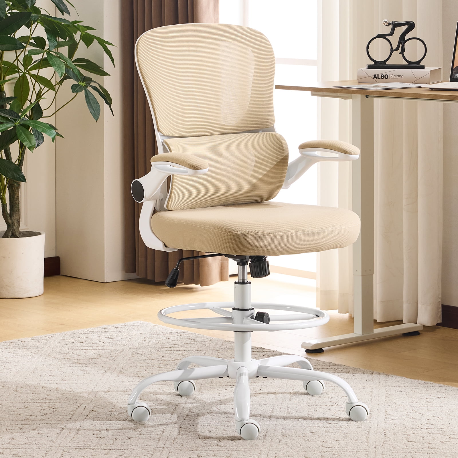 Ktaxon Drafting Tall Office Chair with Flip-up Armrests, Adjustable ...