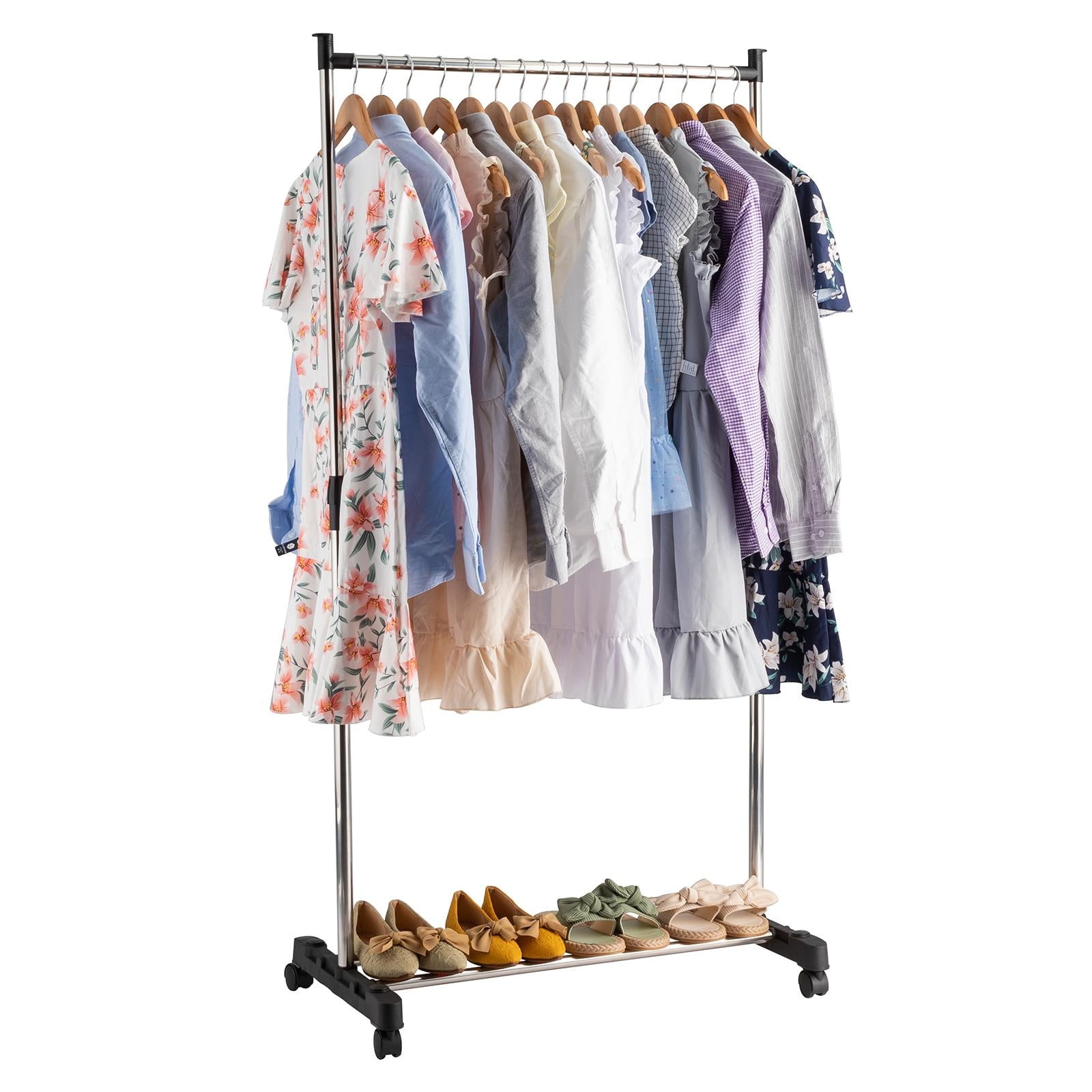 Ktaxon Adjustable Stainless Steel Garment Hanging Rack with Movable ...