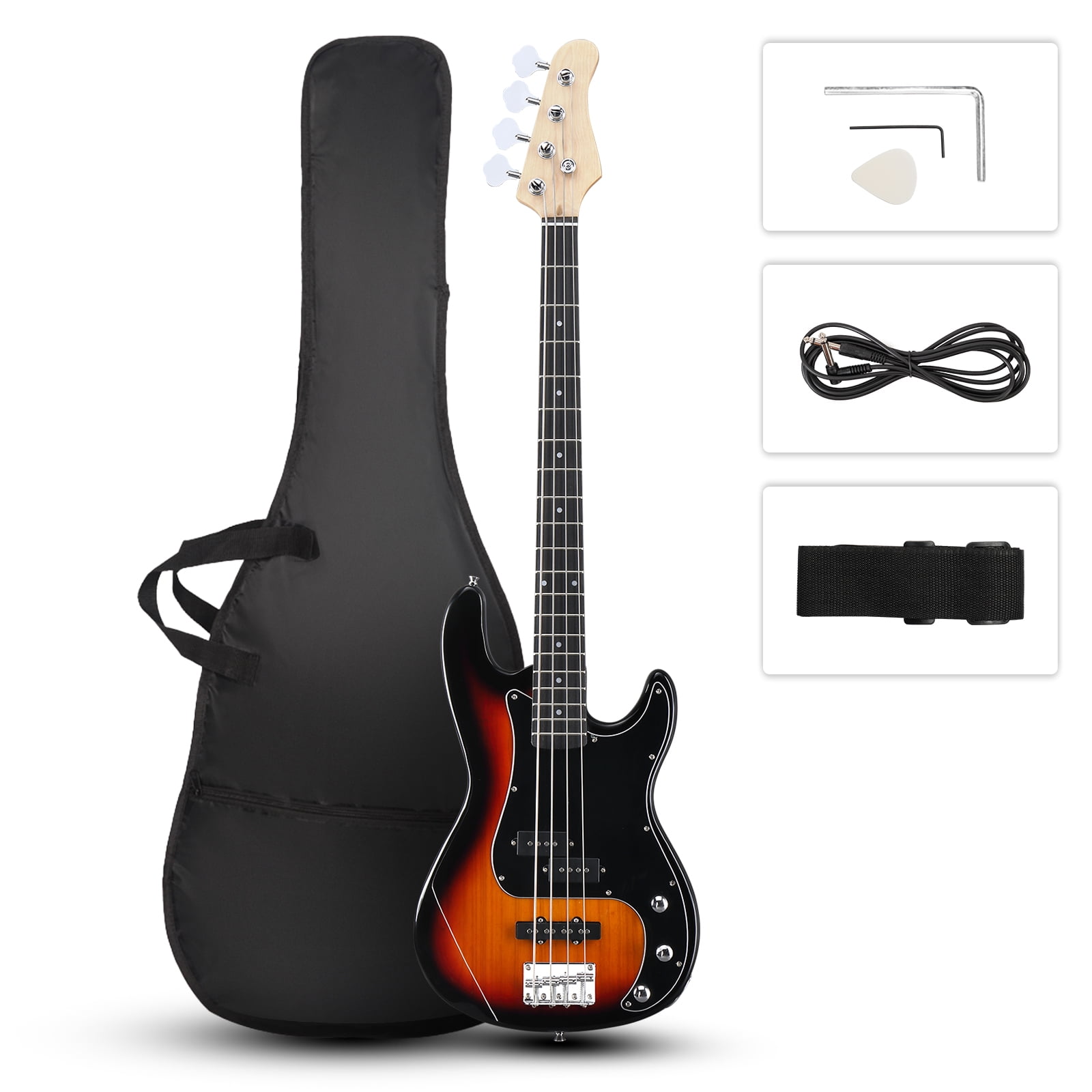 Ktaxon Electric Bass Guitar 4 Strings, 46 Inch Full Size Beginner Kit with Gig Bag, Strap, Picks ...