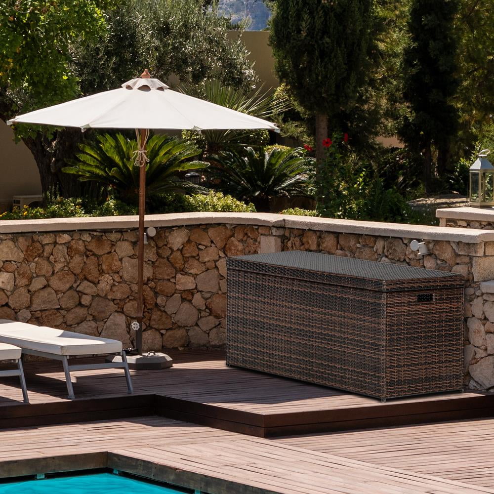 Ktaxon Extra Large 132 Gallon Outdoor Rattan Storage Box, Patio Wicker ...