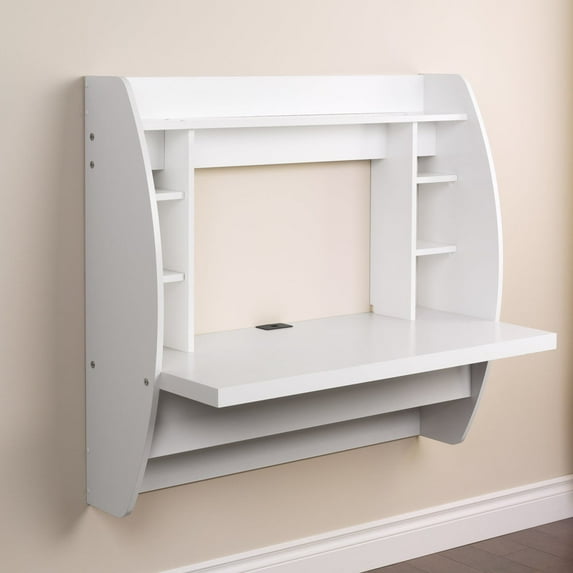 Ktaxon Wall-Mounted Floating Computer Desk with Storage Shelves and ...