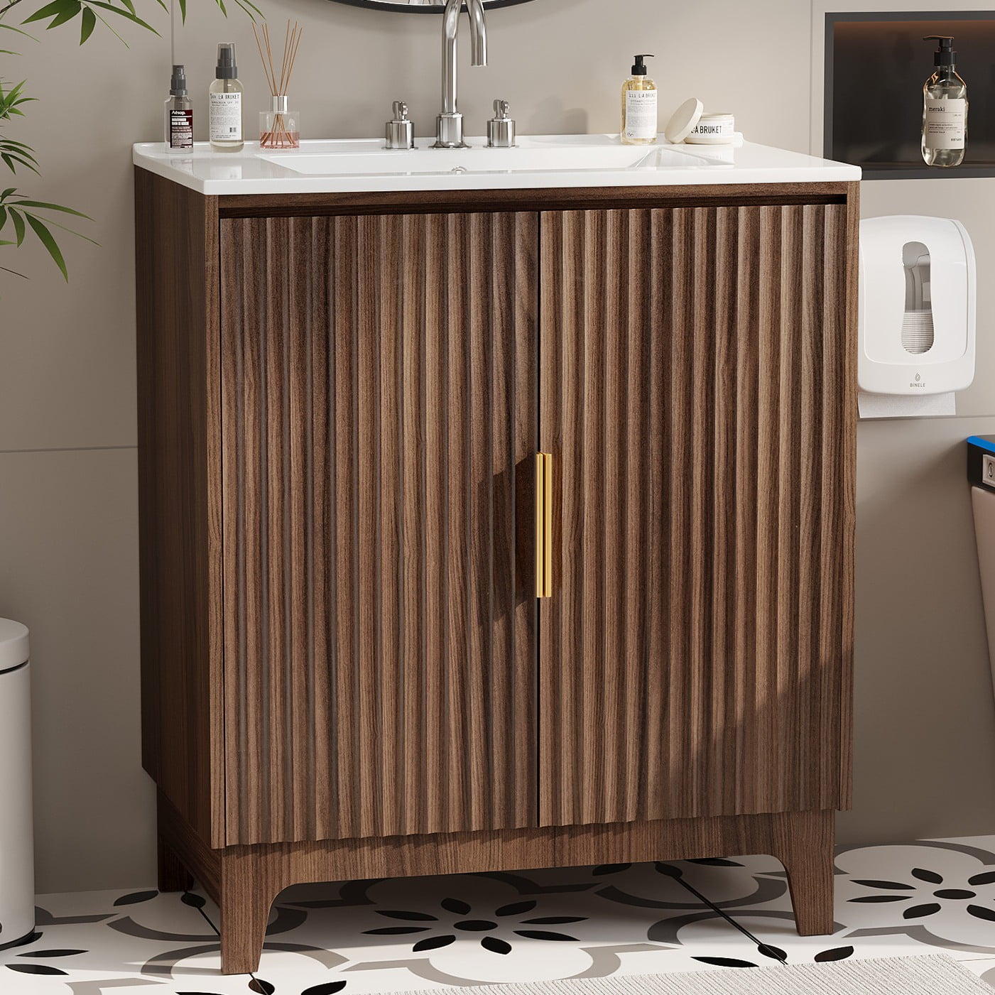 Ktaxon Fluted 30'' Bathroom Vanity Cabinet without Sink Top, U - shaped ...