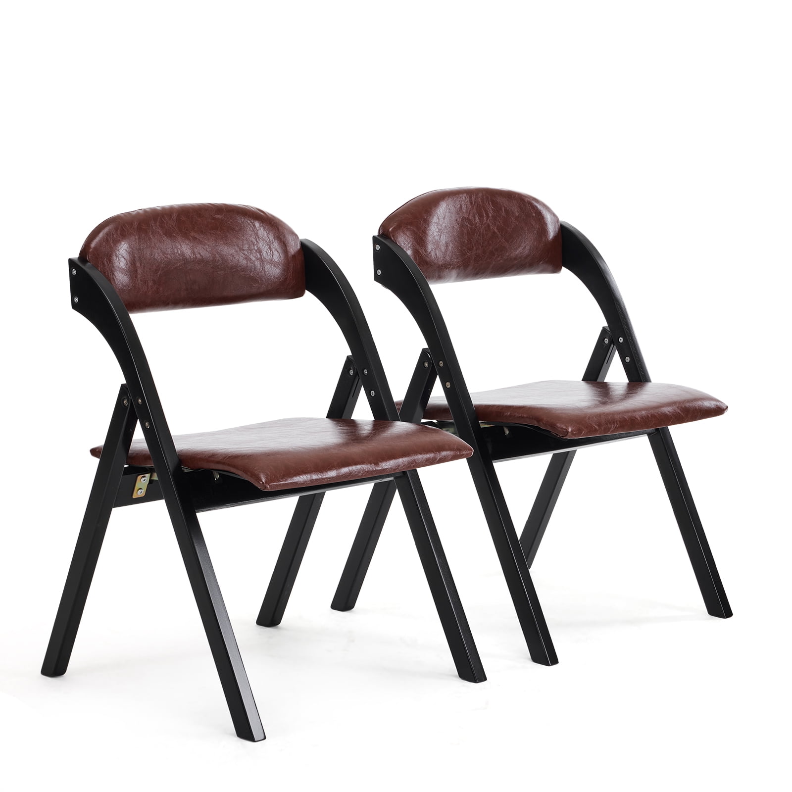 Ktaxon Folding Chairs Beech Frame Foldable Event Chairs PU Padded Diner ...