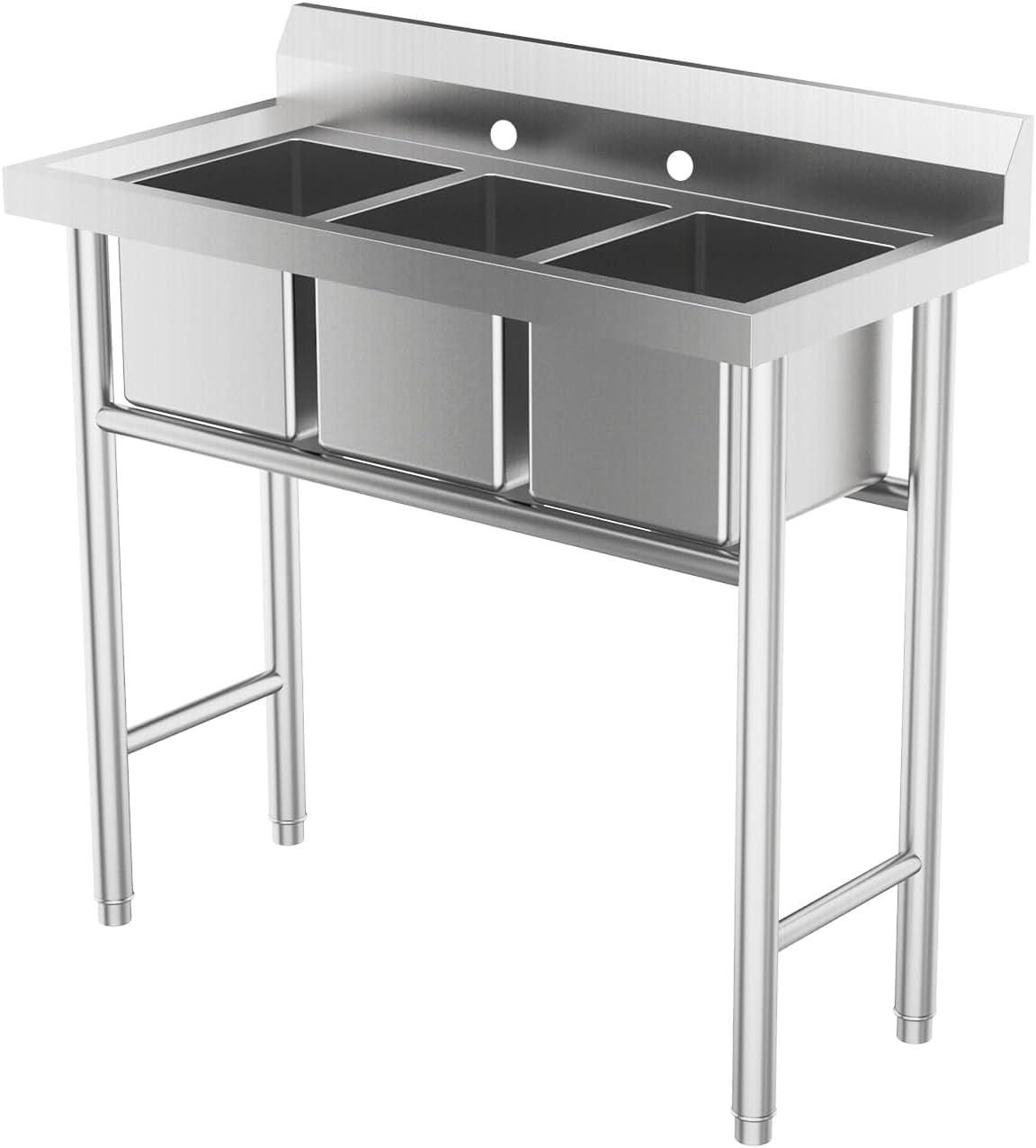 "Ktaxon Kitchen Utility 39"" Freestanding 3 Compartment Commercial ...