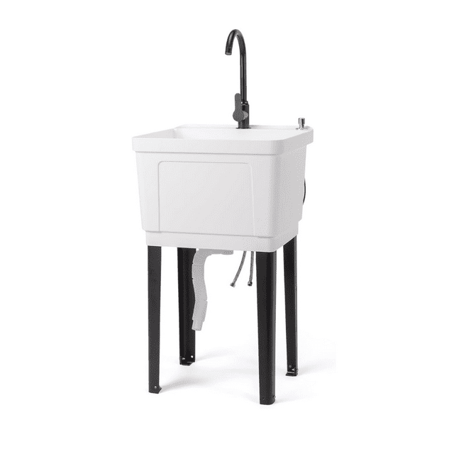 Ktaxon Freestanding Utility Sink Laundry Tub, with Stainless Steel ...