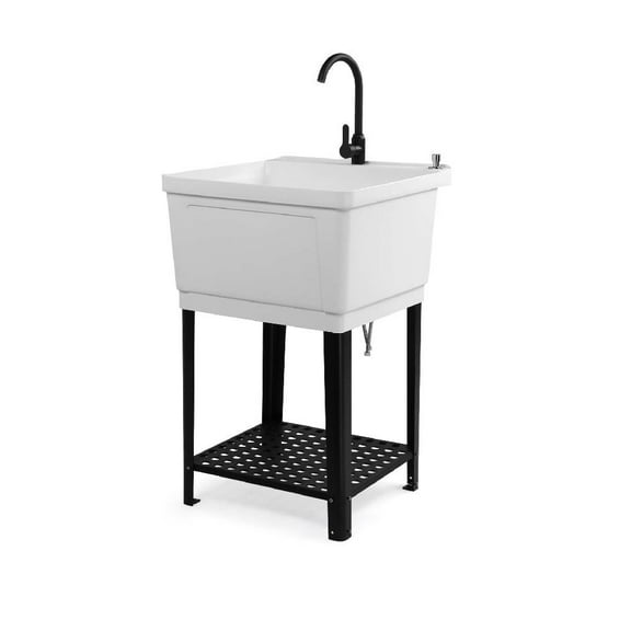 Laundry Utility Sink with Washboard & Faucet Stainless Steel Laundry ...