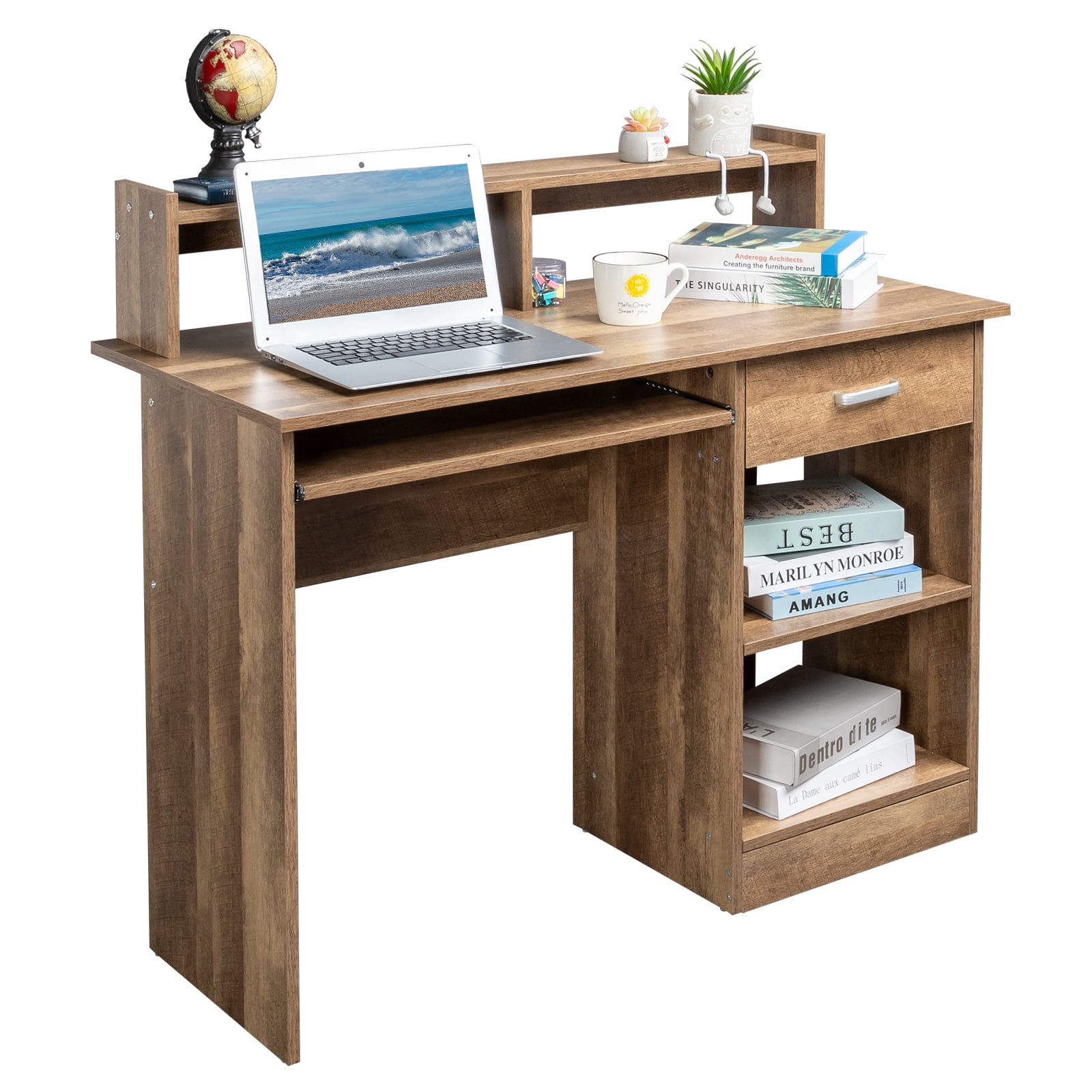 Ktaxon Gaming Desk with Keybroad Tray&Drawers, Computer Desk with ...