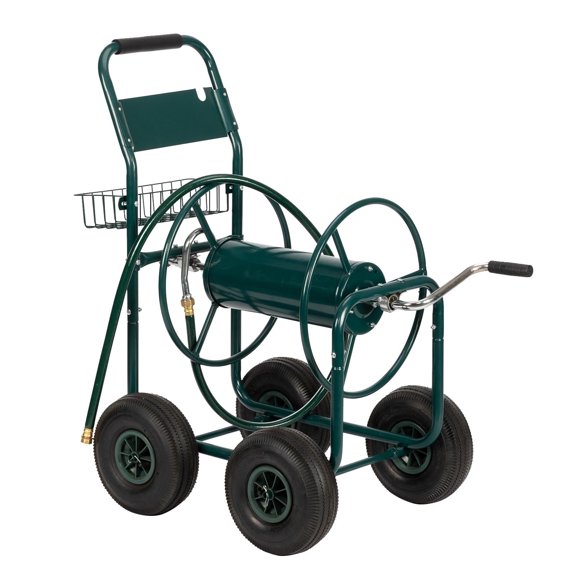SKYSHALO Portable Heavy Duty Outdoor Garden Hose Reel Cart with Mobile ...