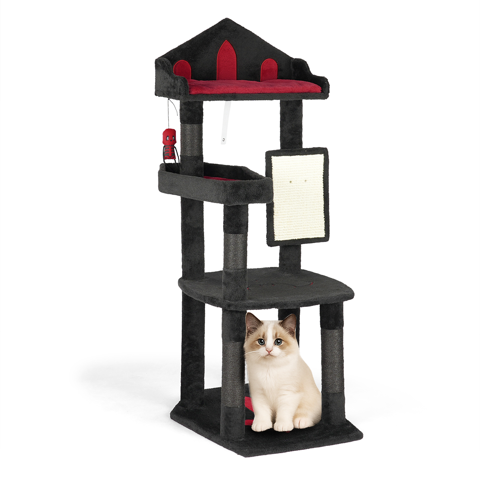 Ktaxon Halloween Cat Tree with Tombstone & Coffin, 4-Tier Gothic Tower ...