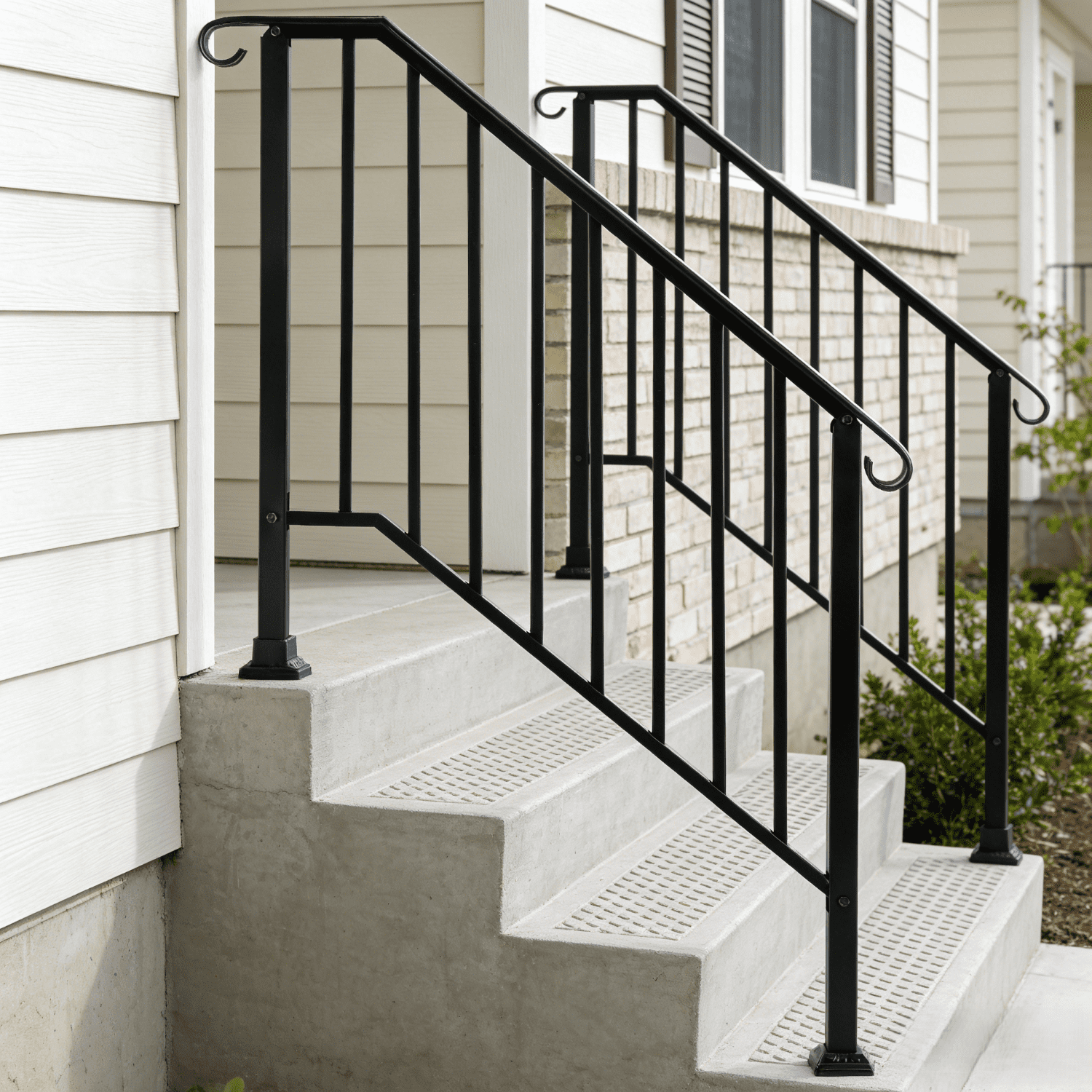 Ktaxon Handrail for Stairs, Fits 1-4 Outdoor Steps, Matte Black Wrought ...