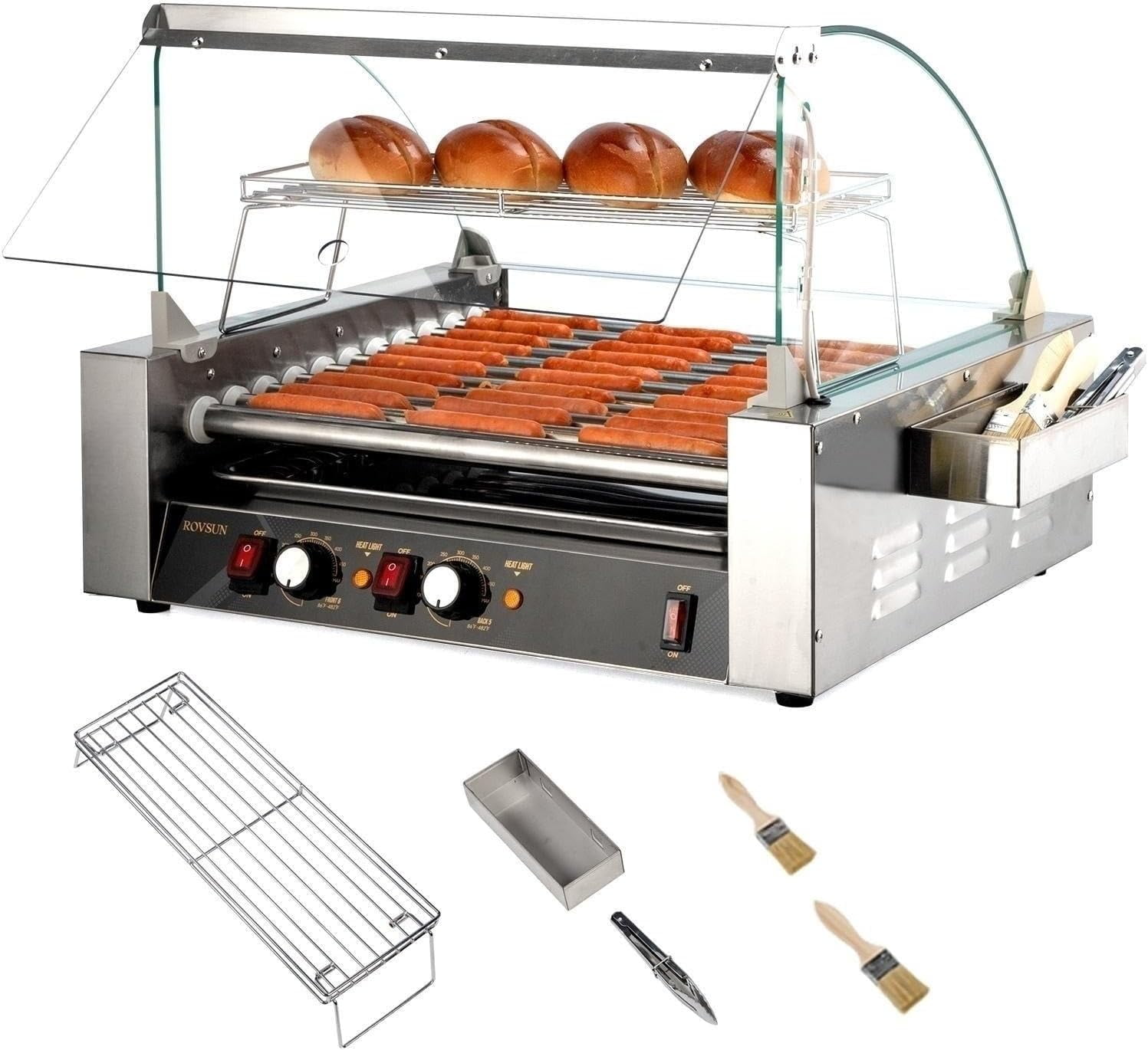 Ktaxon Electric Hot Dog Maker, 1650W, 11 Rollers, 30 Capacity, Dual ...