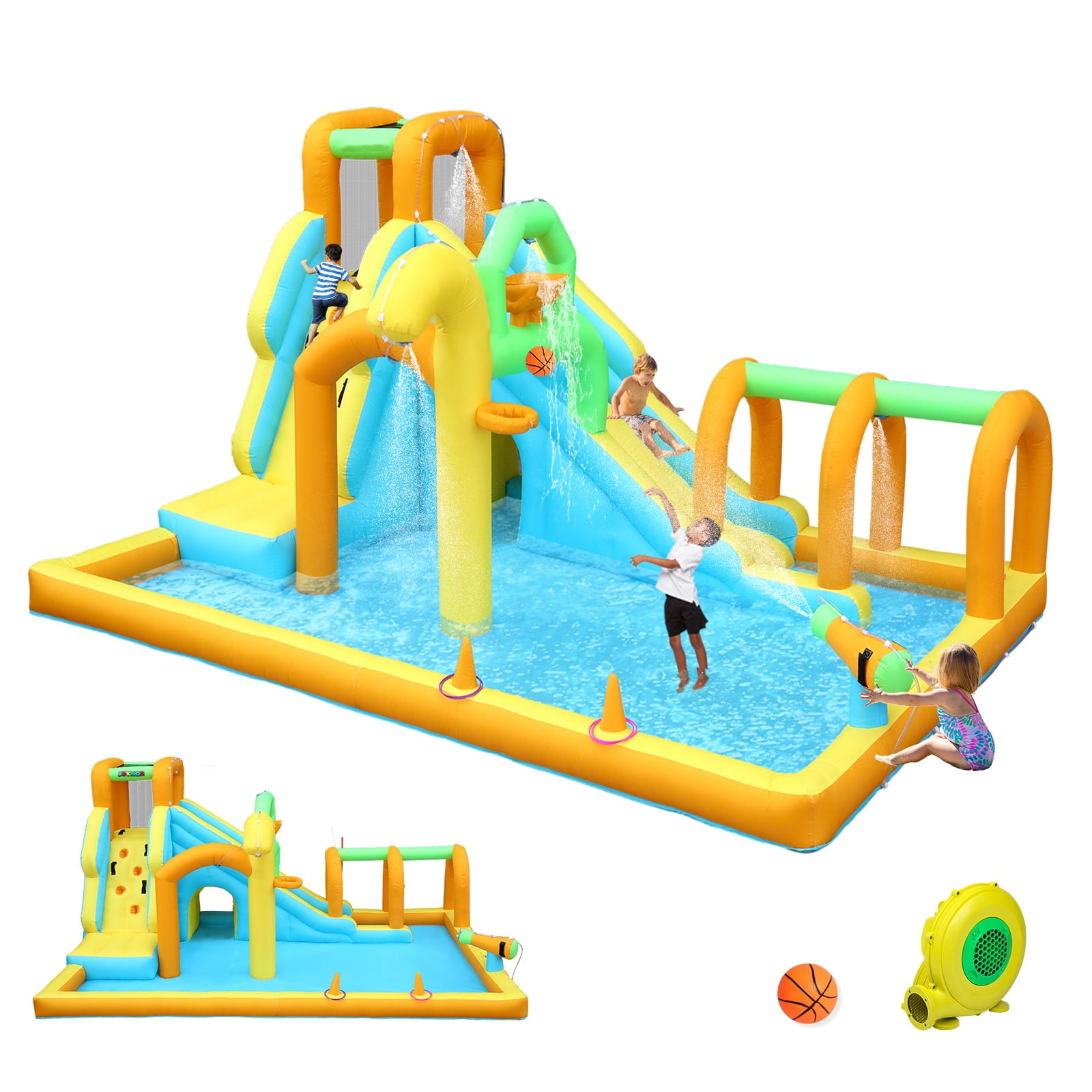Ktaxon Inflatable Bounce House w/Water Bucket, Multi-fun Water-Spraying ...